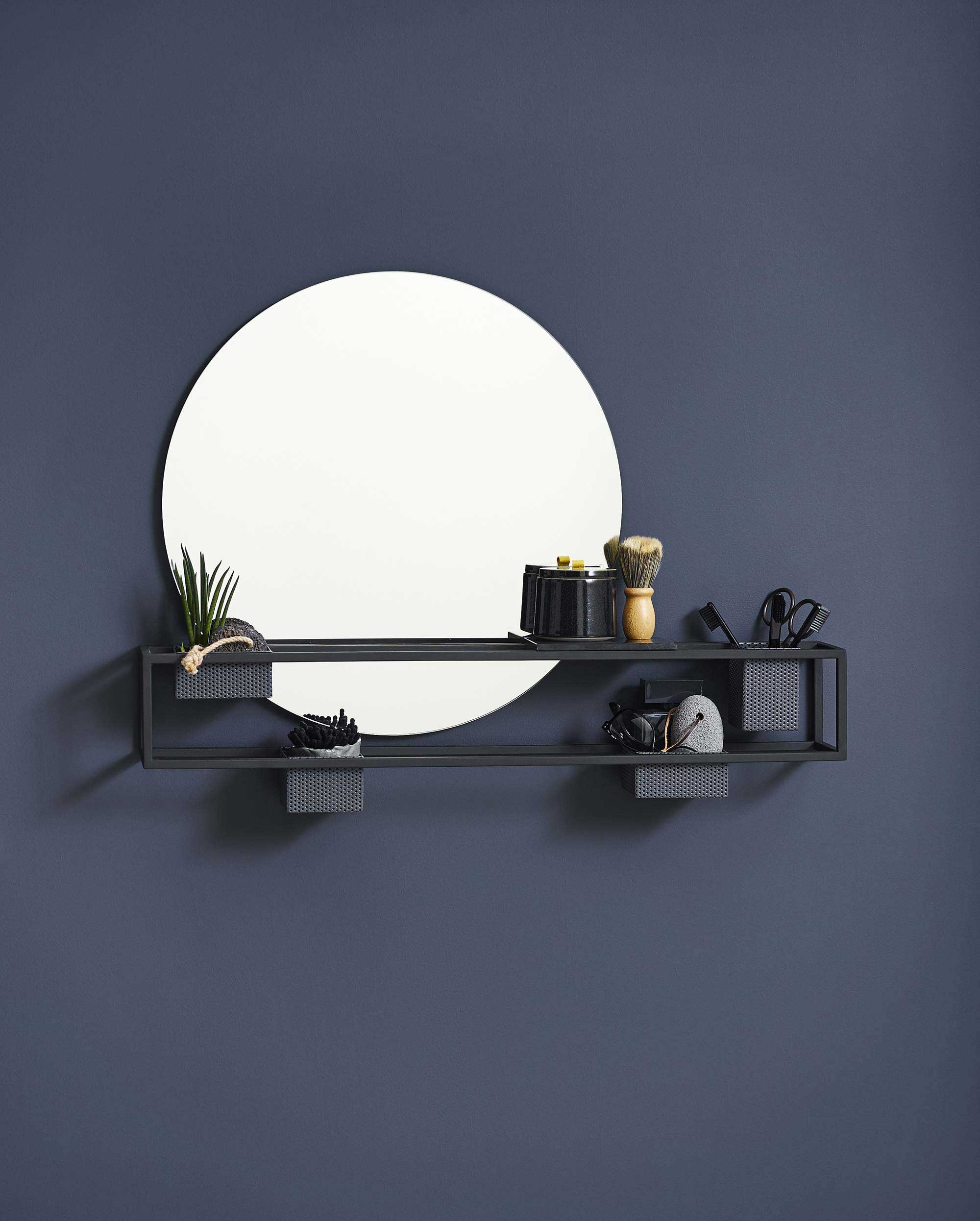 23 idées déco de miroir avec rangement ou étagère