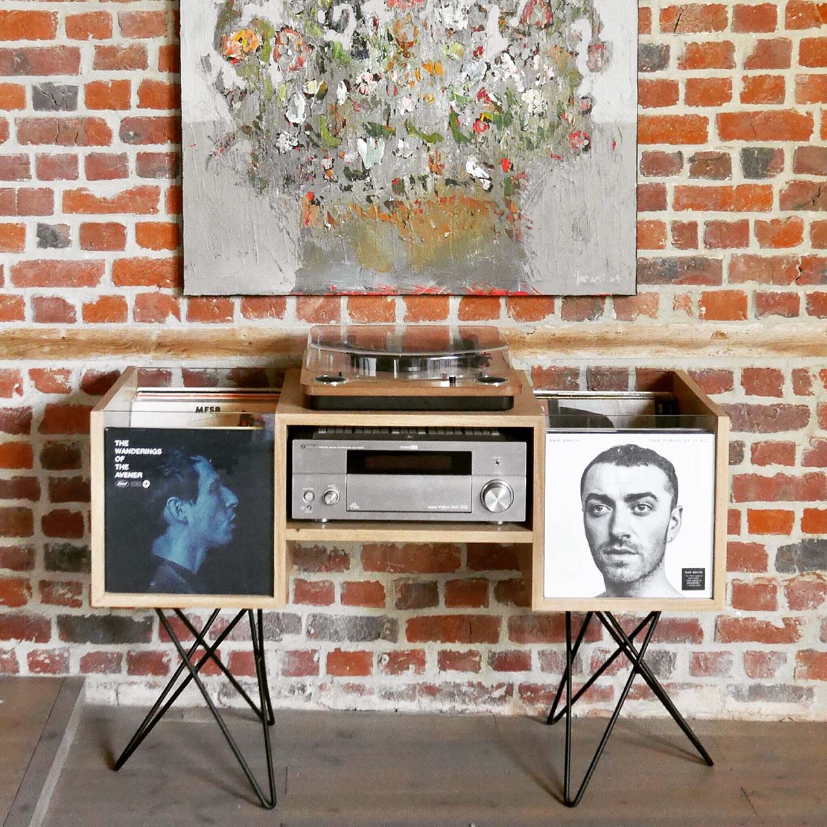 51 meubles pour le rangement des vinyles et d'une platine