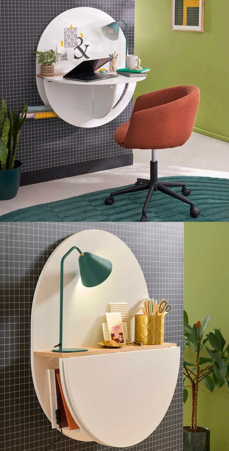 Bureau mural rabattable : 26 meubles pliables escamotables