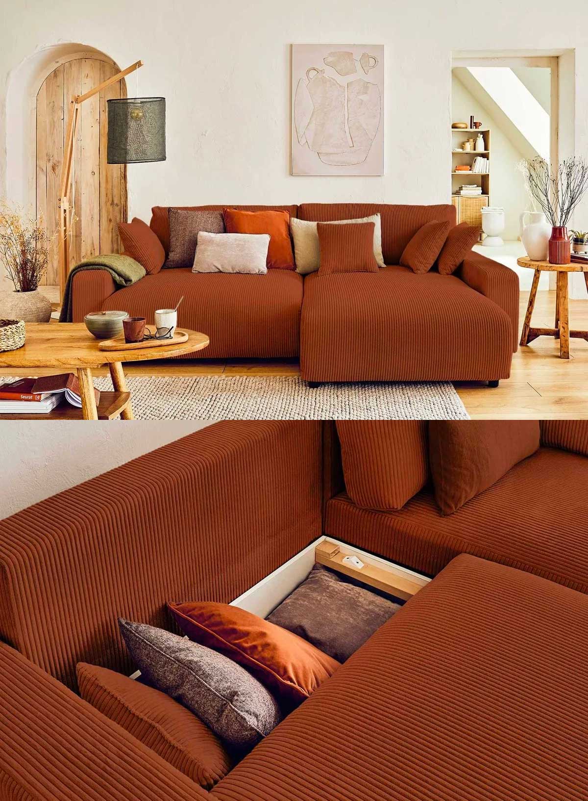 Canapé terracotta : 29 idées déco pour un salon chaleureux